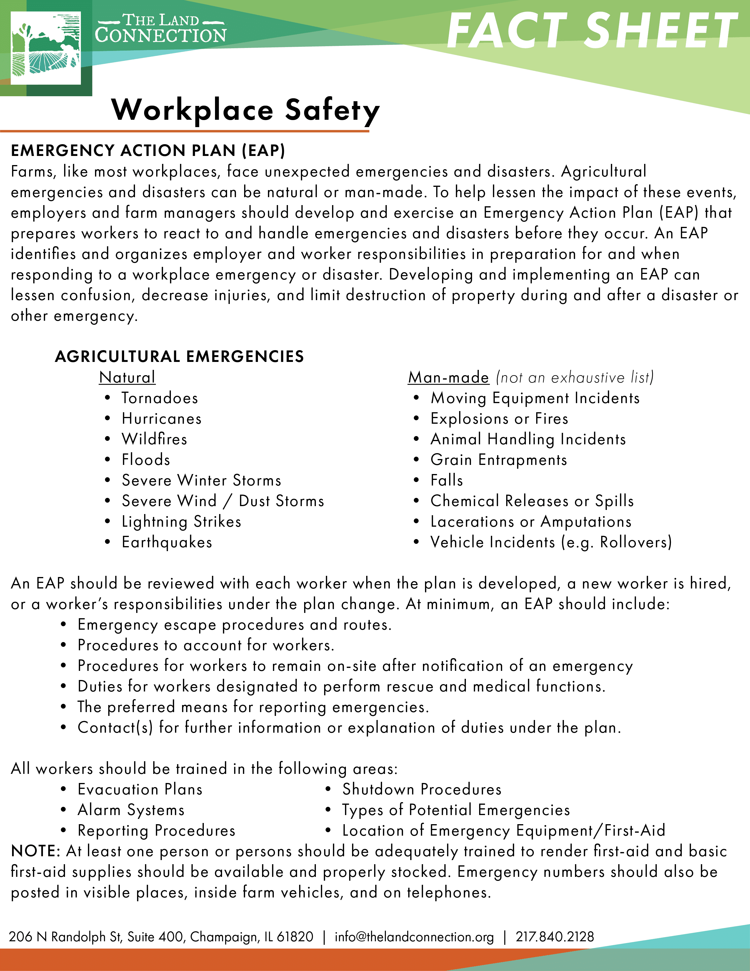 Farm Workplace Safety - Fact Sheet - The Land Connection